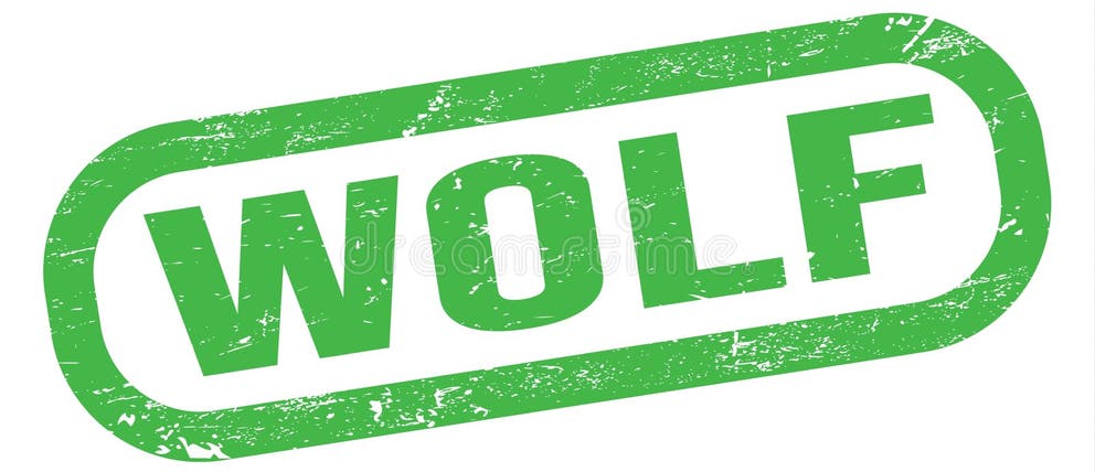 WOLF, Text on Green Rectangle Stamp Sign Stock Illustration ...