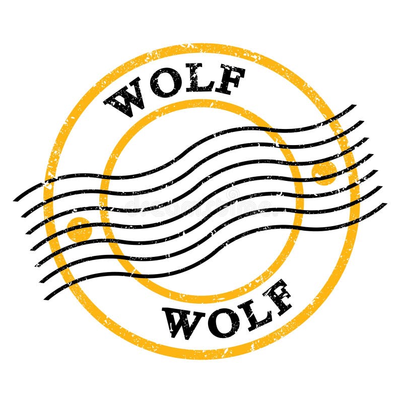 WOLF, Text Written on Yellow-black Postal Stamp Stock Illustration ...
