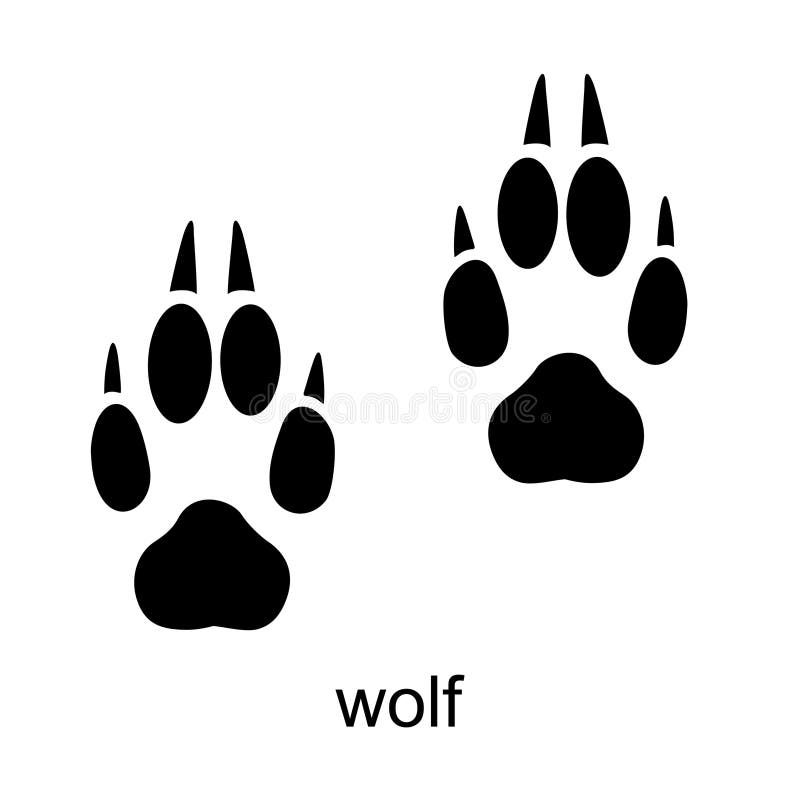 Wolf Track, Wolf Footprint. Ink, Silhouette Vector Illustration ...