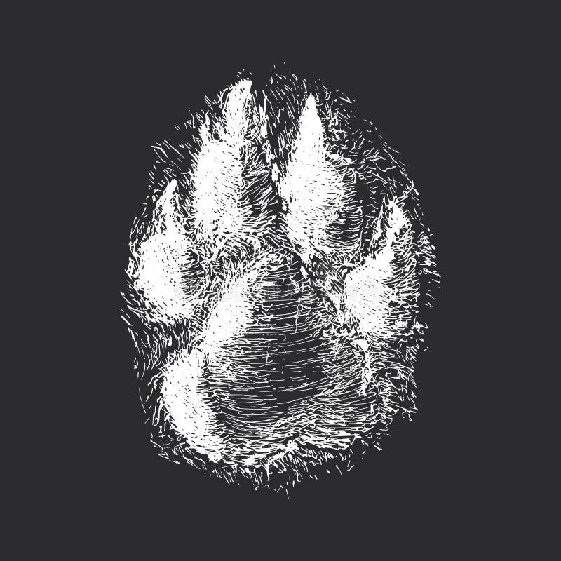Wolf Track, Hand Drawn Vintage Sketch in Vector, Stock Vector ...
