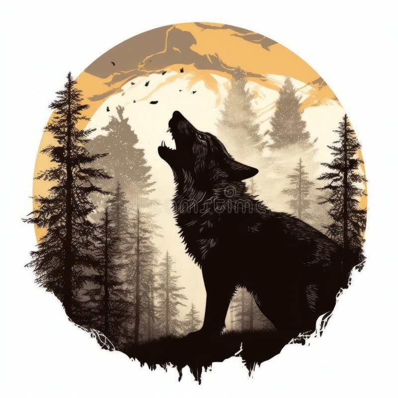 Wolf Vector Illustration for T Shirt Design, Banner, Poster Etc ...