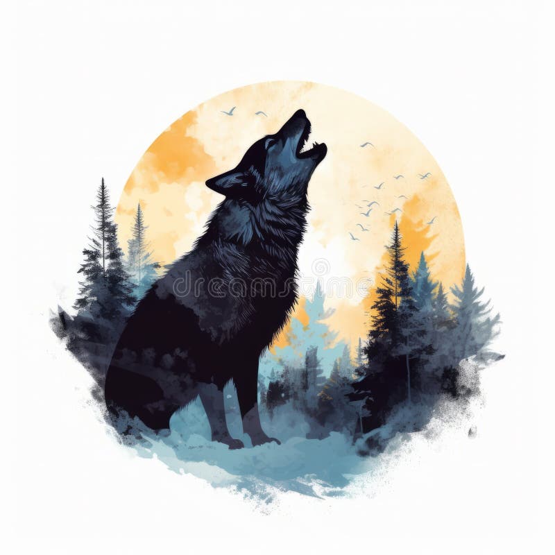 Wolf Vector Illustration for T Shirt Design, Banner, Poster Etc ...