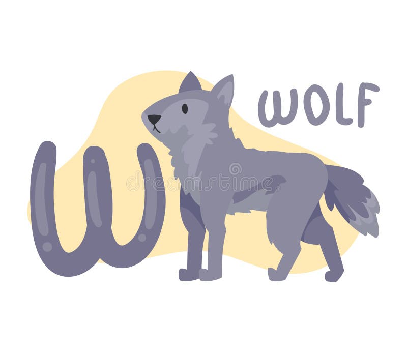Wolf and w letter stock vector. Illustration of study - 245768214