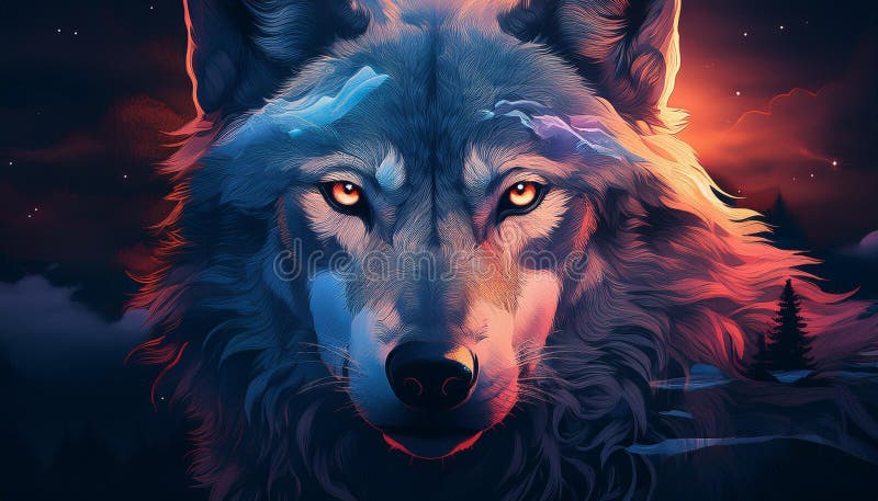 Wolf Wallpaper. Wolf Poster Stock Illustration - Illustration of ...