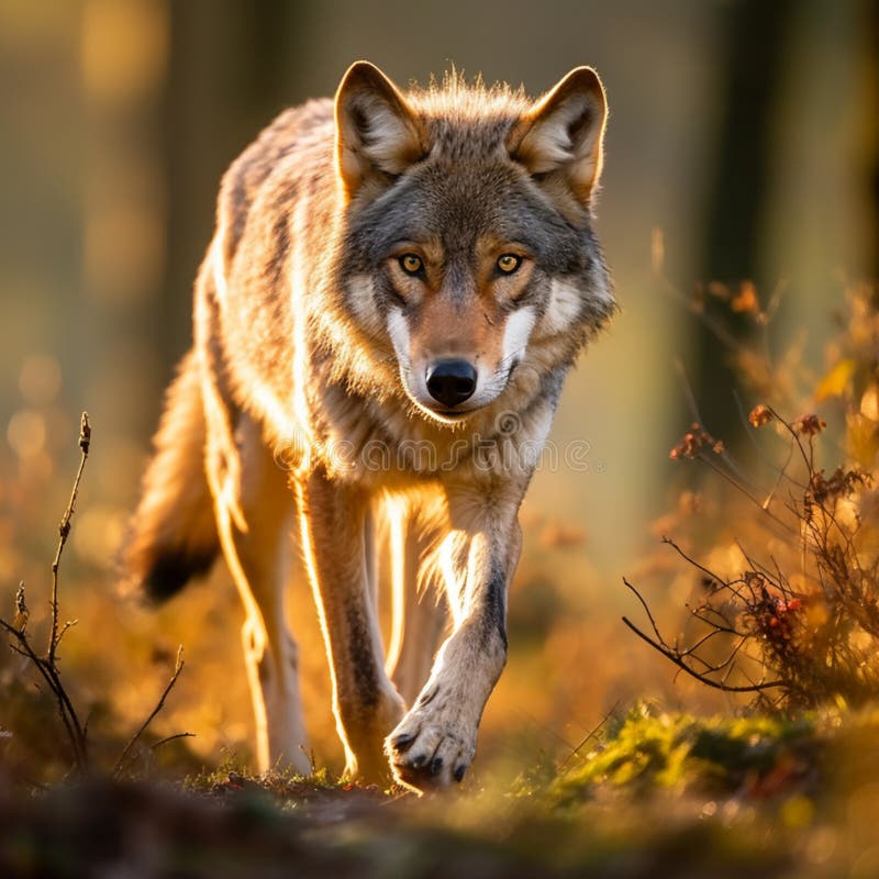 Wolf in the Wild, Running. AI Generative Stock Illustration ...