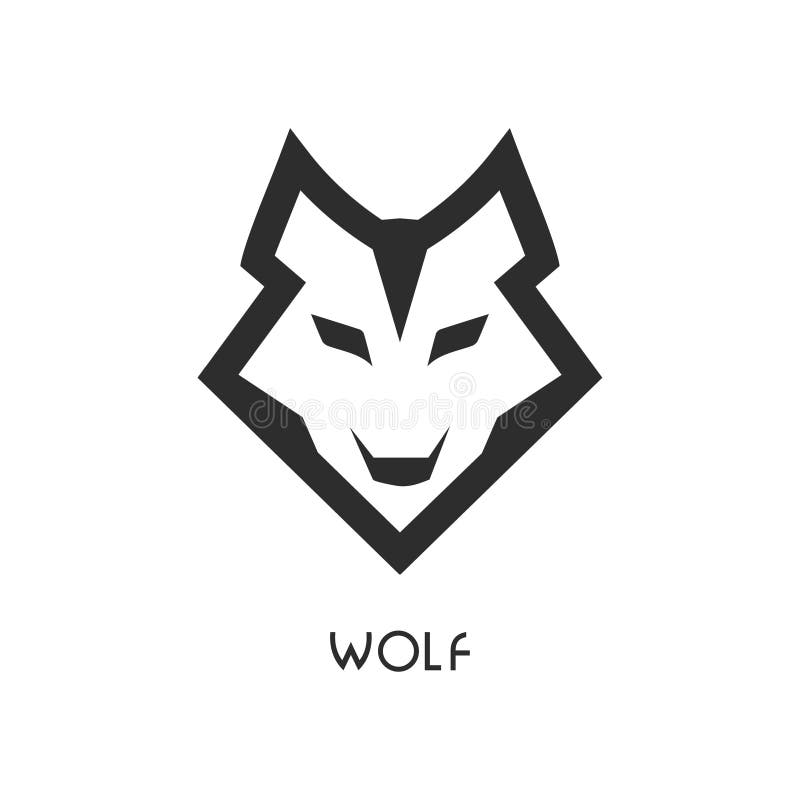 Abstract Hoofd Wolf Pictogram Met Kleur Zwart Op De Witte Achtergrond ...