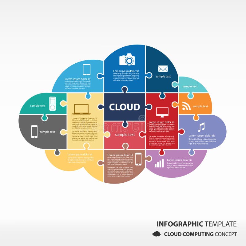 Wolk Die Infographic Vector Gegevens Verwerken Vector Illustratie ...
