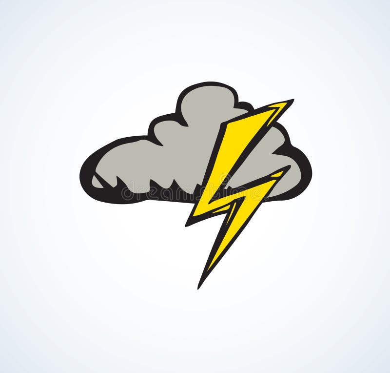 Wolk Met Bliksem Vector Illustratie Vector Illustratie - Illustration ...