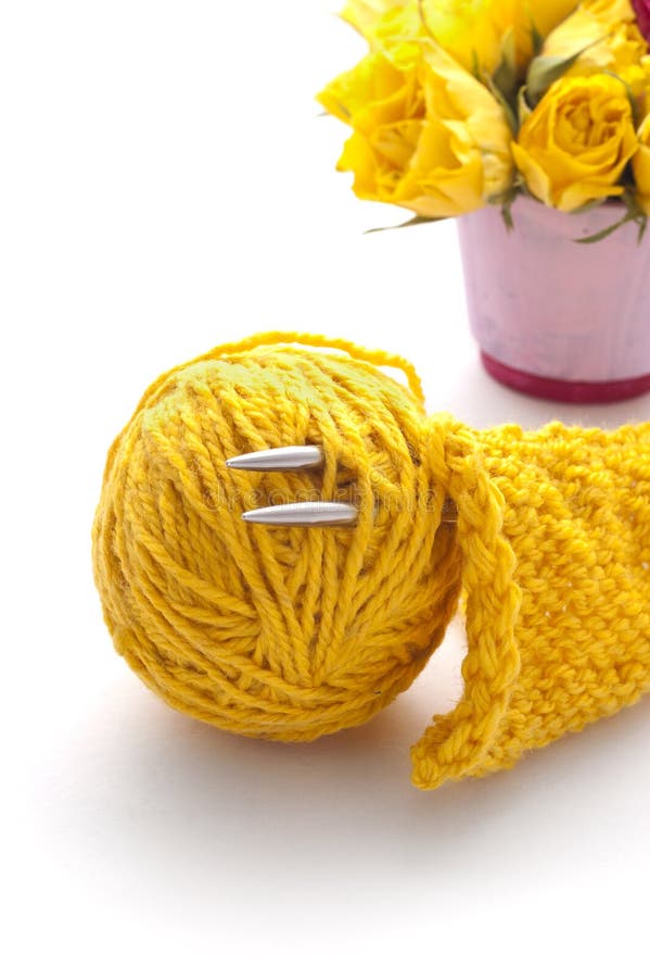 Wollen thread stock image. Image of yellow, rose, knitting - 28769761