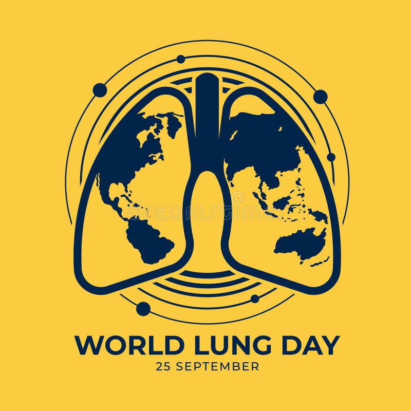 Wolrd Lung Day - Dark Blue Lung with World Map Texture on Circle Lines ...