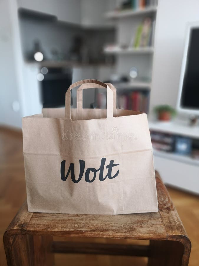 Wolt Delivery Paper Bag editorial stock image. Image of sachet - 172699799