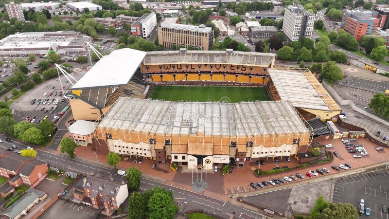 Wolverhampton Stadium from Above Flight Over the Molineux Stadium ...
