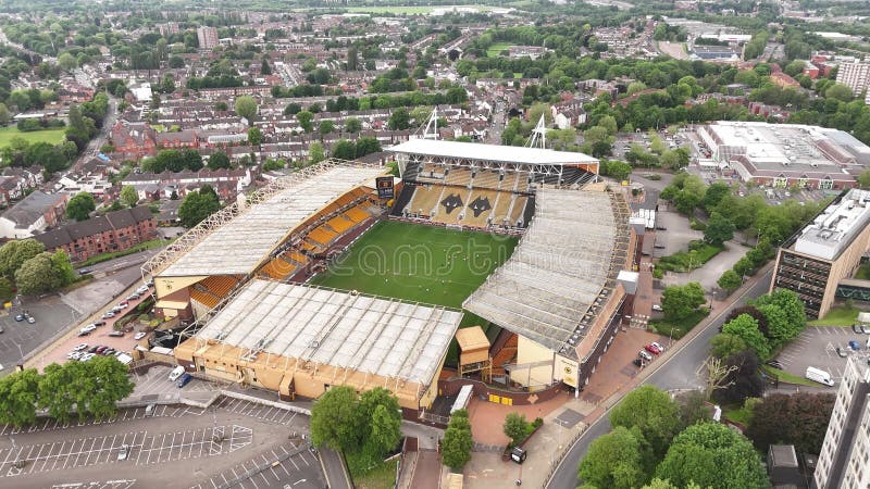 Wolverhampton Stadium from Above Flight Over the Molineux Stadium ...