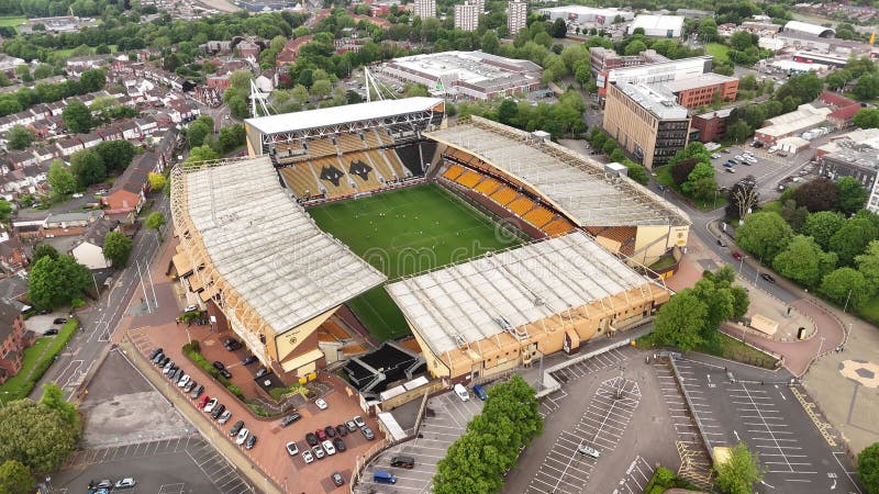 Wolverhampton Stadium from Above Flight Over the Molineux Stadium ...