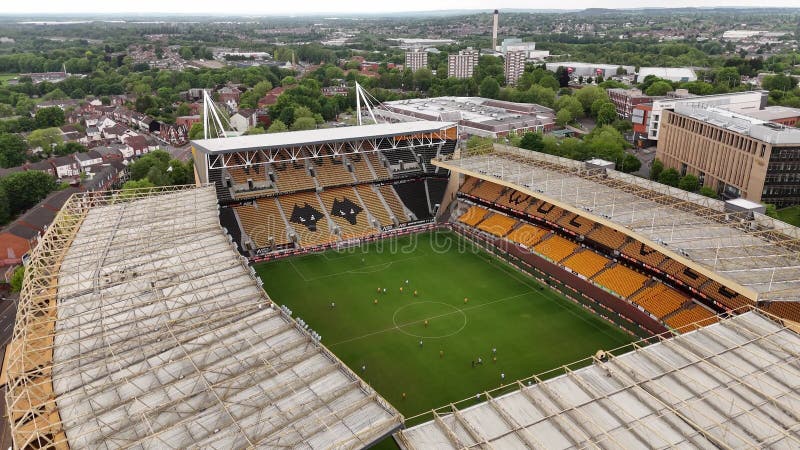 Wolverhampton Stadium from Above Flight Over the Molineux Stadium ...