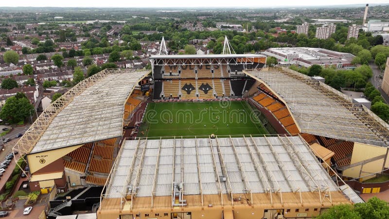 Wolverhampton Stadium from Above Flight Over the Molineux Stadium ...