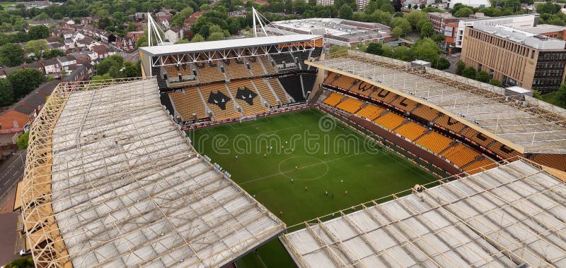 Wolverhampton Stadium from Above Flight Over the Molineux Stadium ...