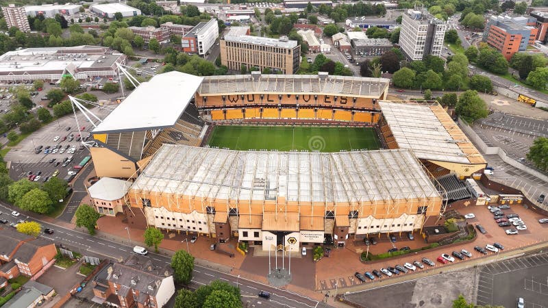 Wolverhampton Stadium from Above Flight Over the Molineux Stadium ...