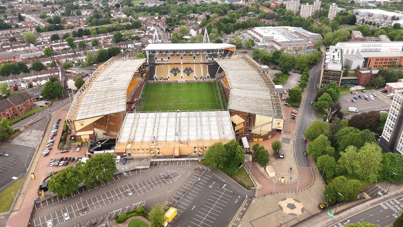Wolverhampton Stadium from Above Flight Over the Molineux Stadium ...
