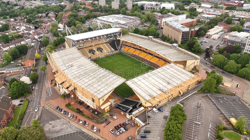Wolverhampton Stadium from Above Flight Over the Molineux Stadium ...