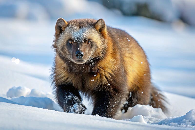 Wolverine in Snowy Mountains Stock Illustration - Illustration of scene ...