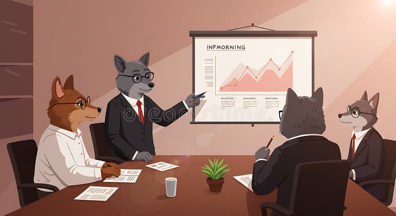 Wolves in a Business Meeting Discussing Infmorning Charts - Generated ...