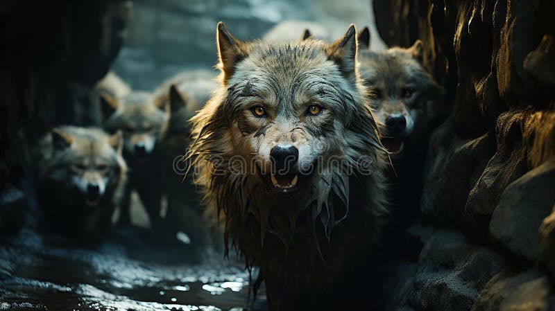 Chained Timber Wolf stock photo. Image of alert, animal - 2344208