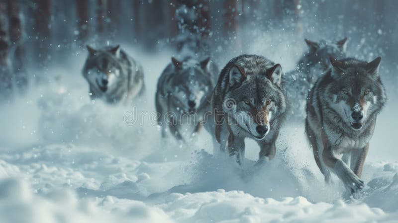 Wolves Charging through Snow: Symbol of Control and Reliability for ...