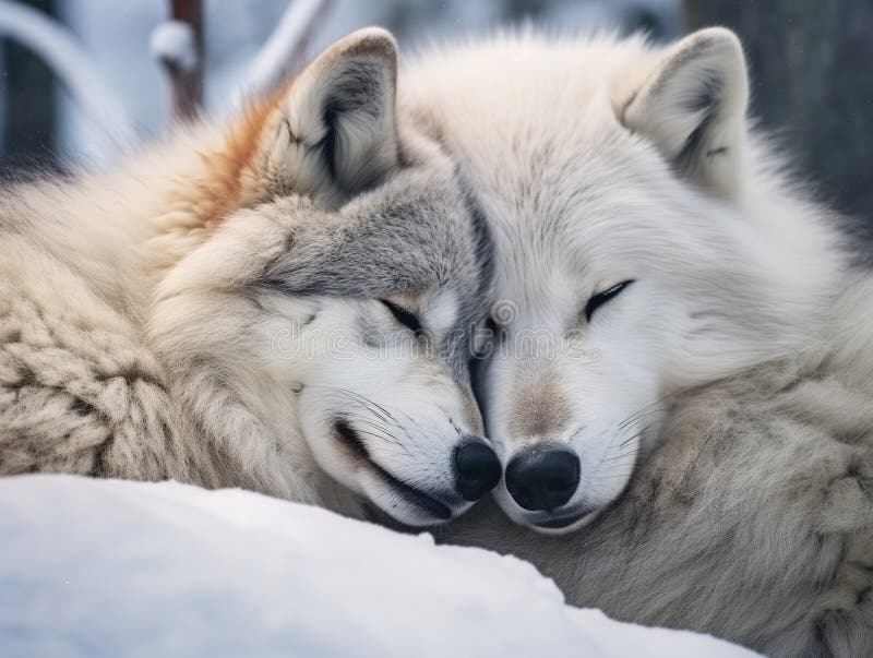 Ai Generated Illustration Wildlife Concept of Wolves Cuddling Stock ...
