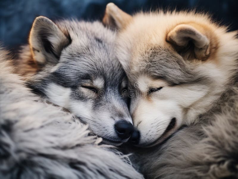 Wolves cuddling stock photo. Image of polar, wildlife - 293709414