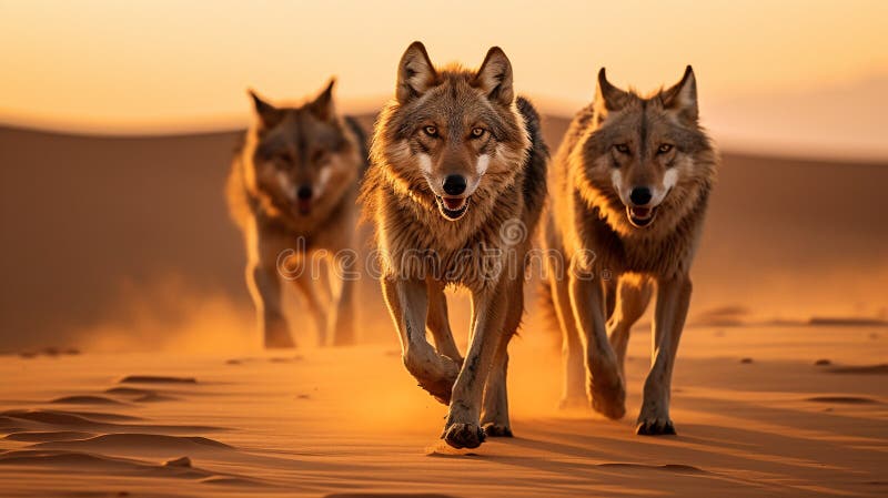 Wolves Navigating the Desert S Challenges Stock Illustration ...