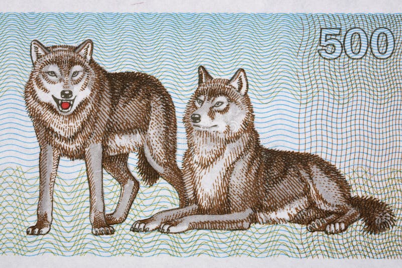 Wolves a Portrait from Lithuanian Money Stock Image - Image of litas ...