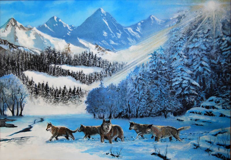 Wolves in the snow stock illustration. Illustration of wild - 14777799