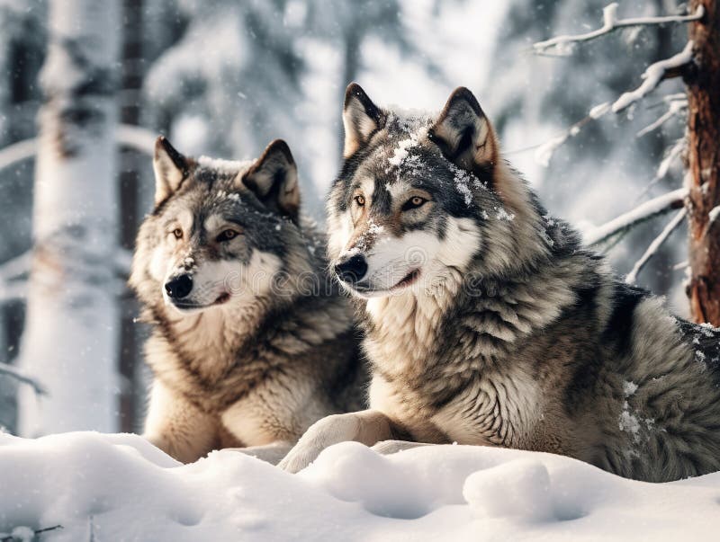 Ai Generated Illustration Wildlife Concept of Wolves in Winter Stock ...