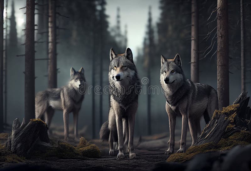 Wolves, Wolf Pack Attacks, on the Hunt Stock Photo - Image of forest ...