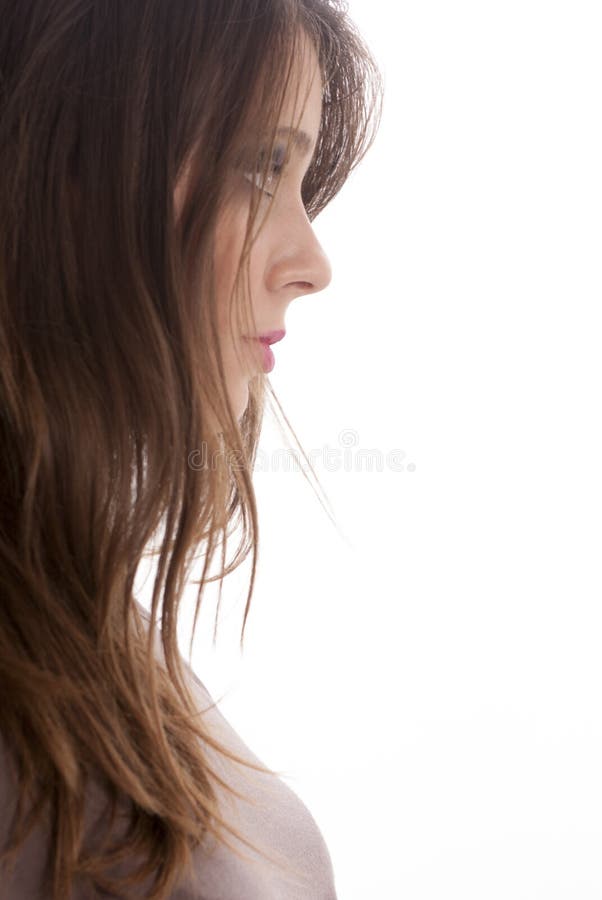 Isolated Woman Portrait Side View Stock Photo - Image of female, model ...