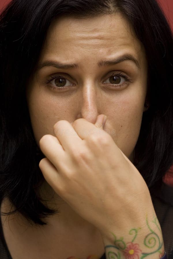 Woman stock image. Image of stench, nose, hand, face, woman - 6360871