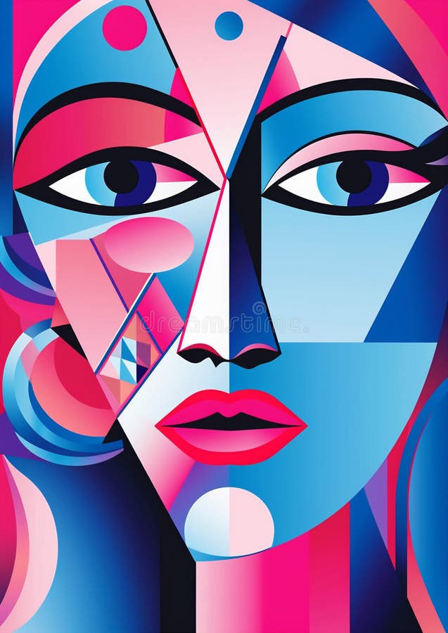 Woman Abstract Graphic Cubism Creative Modern Portrait Fashion Cubist