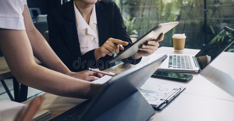 Woman Accountant Use Calculator and Computer with Holding Pen on Stock ...