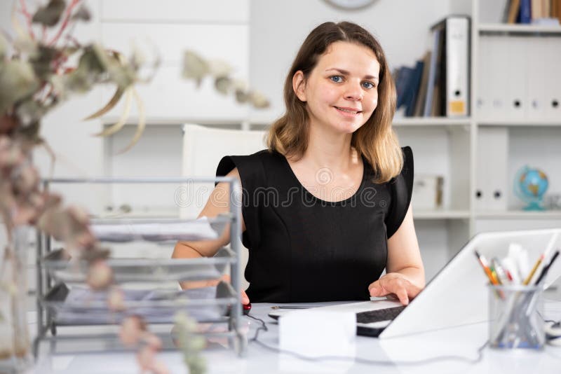 Woman Accountant Working in Office Stock Image - Image of computer ...
