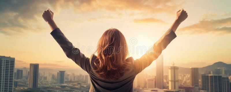 Woman Achieves Success and Emerges As a Winner Stock Illustration ...