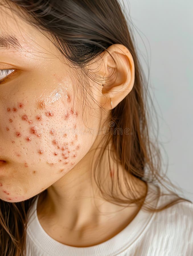 A Woman with Acne on Her Face Stock Photo - Image of generated ...
