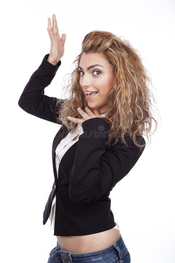 Woman with Active Expressions Stock Image - Image of perfect, excited ...