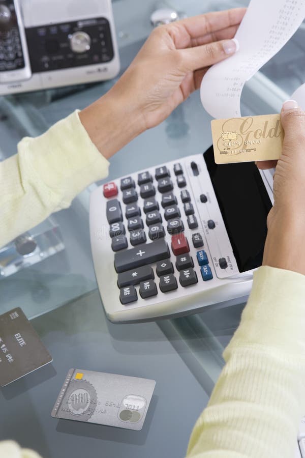Woman Adding Up Credit Card Charges Editorial Stock Image - Image of ...