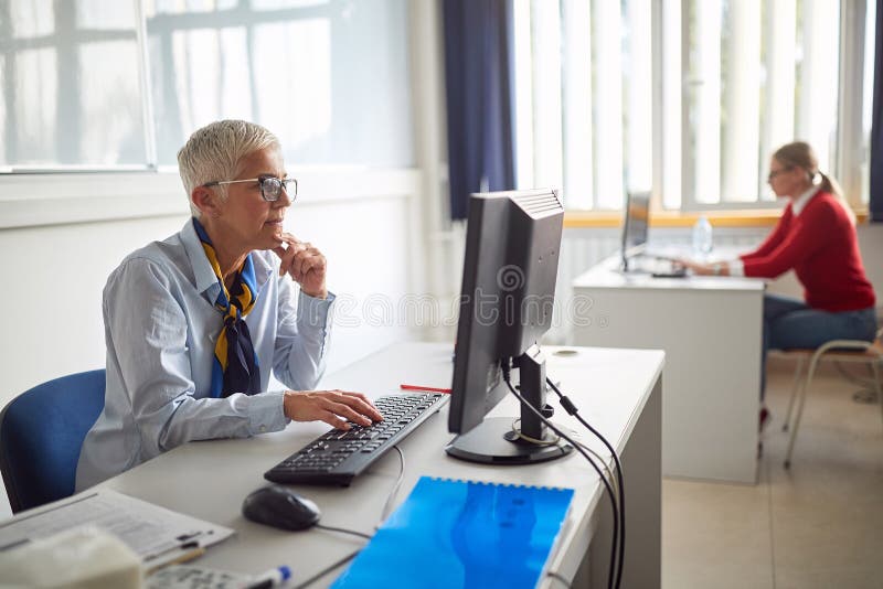 Back View of Teacher in the Classrom Stock Photo - Image of friendship ...