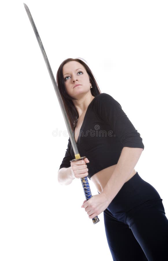 Woman in an Aggressive Posture Stock Image - Image of japan, fencing ...