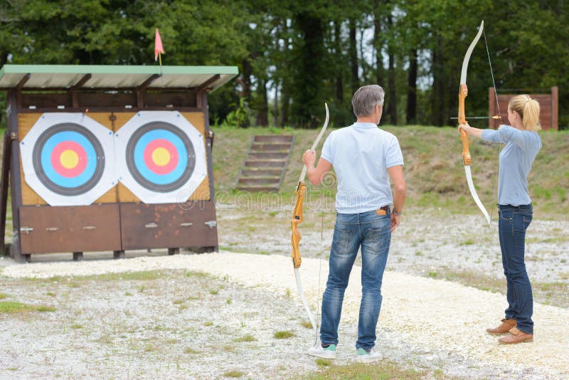 Woman Aiming for Archery Target Stock Image - Image of string ...