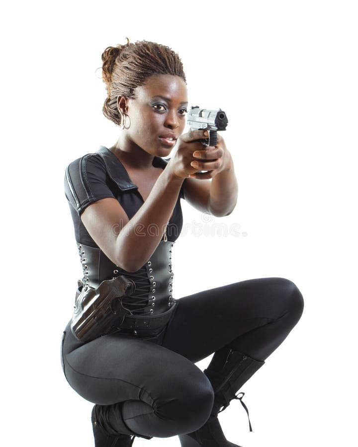 Woman Aiming A Gun Picture. Image: 4267383