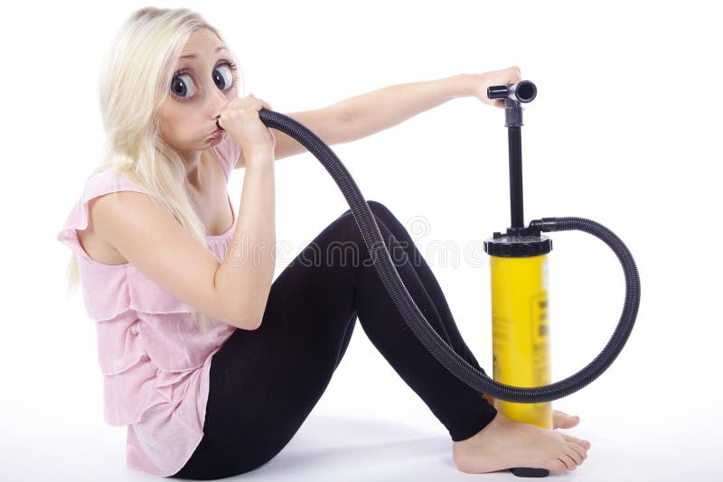 Woman with air pump stock image. Image of hairstyle, figure - 39255299