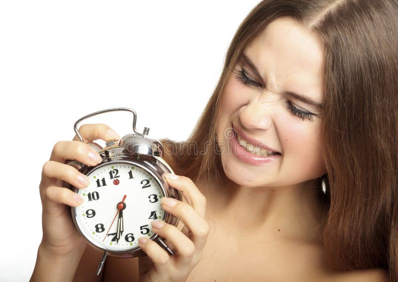 Worried Woman Watching Clock Stock Photos - Free & Royalty-Free Stock ...